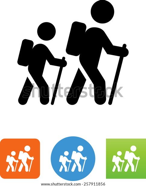 Two People Hiking Icon Stock Vector (Royalty Free) 257911856