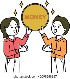 Two People Holding Coins Stock Vector (Royalty Free) 2099288167 ...