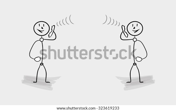 Two People Mobile Phone Calling Each Stock Vector (Royalty Free) 323619233