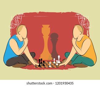 Two People Play Chess Vector Illustration Stock Vector (Royalty Free ...