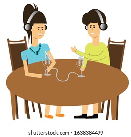 Two People Podcast Interview Stock Vector (Royalty Free) 1638384499 ...