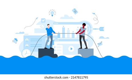 Two People Pull Rope Towards Each Stock Vector (Royalty Free ...