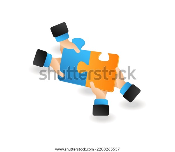 Two People Putting Puzzle Together Isometric Stock Vector (Royalty Free ...