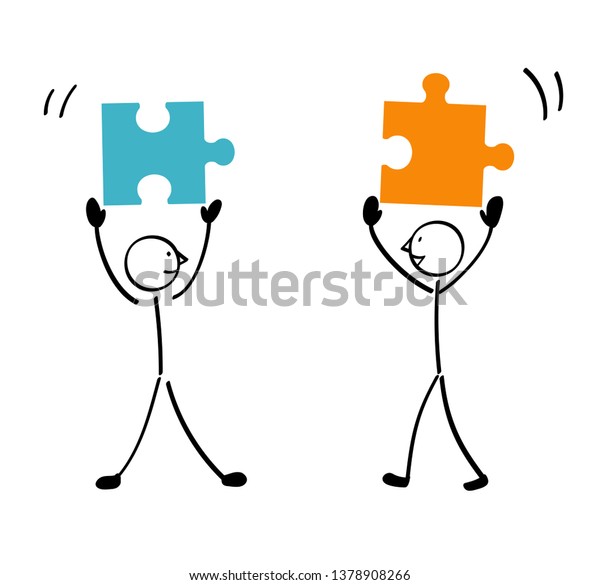 Two People Puzzle Connection Stock Vector (Royalty Free) 1378908266 ...