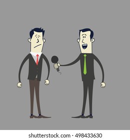 Two People Reporter Interview Microphone Stock Vector (Royalty Free ...