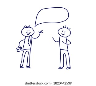 Two People Talking Sketch Vector Illustration Stock Vector (Royalty ...