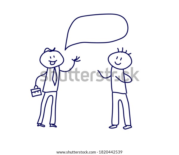 Two People Talking Sketch Vector Illustration Stock Vector (Royalty ...