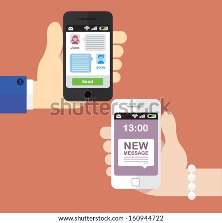 Two People Texting Each Other On Stock Vector (Royalty Free) 160944722 ...