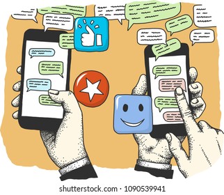 Two People Texting Messengers Stock Vector (Royalty Free) 1090539941 ...