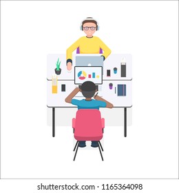 Two People Work Office Table Teamwork Stock Vector (Royalty Free ...