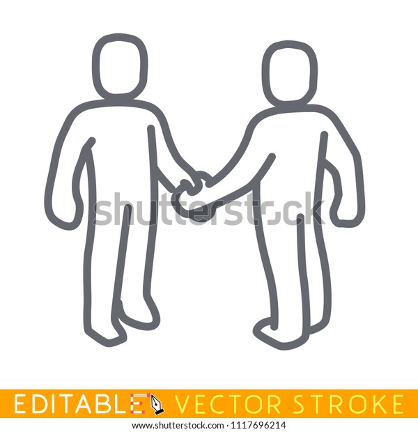 Two Person Handshaking Icon Editable Stroke Stock Vector (Royalty Free ...