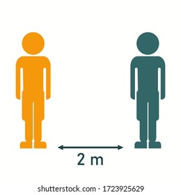Two Person Icon Keeps Distance 2m Stock Vector (Royalty Free ...