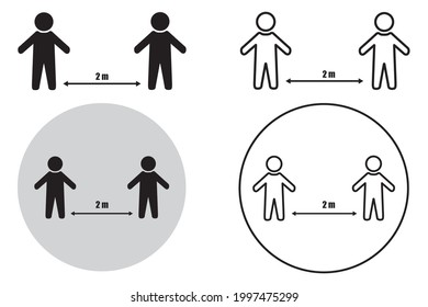 Two Person Icon Keeps Distance 2m Stock Vector (Royalty Free ...