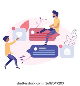 Two Person Text Each Other Line Stock Vector (Royalty Free) 1609049203 ...