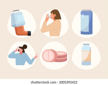 Two Persons Respiratory Nebulizer Characters Stock Vector (Royalty Free ...