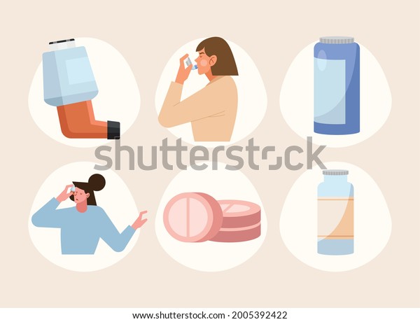 Two Persons Respiratory Nebulizer Characters Stock Vector (Royalty Free ...