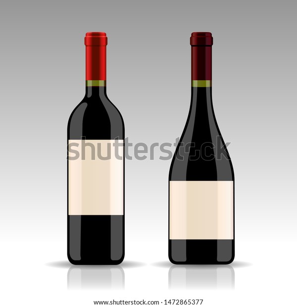 Two Photo Realistic Red Wine Bottles Stock Vector (Royalty Free ...