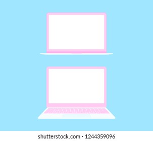 Two Pink Isolated Laptop Front View Stock Vector (Royalty Free ...