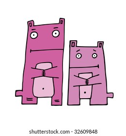 Two Pink Nice Characters Vector Illustration Stock Vector (Royalty Free ...
