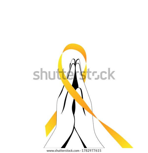 Two Praying Hands Yellow Ribbon Symbol Stock Vector (Royalty Free ...