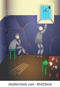 Two Prisoners Prison Cell Life Prison Stock Illustration 102692714
