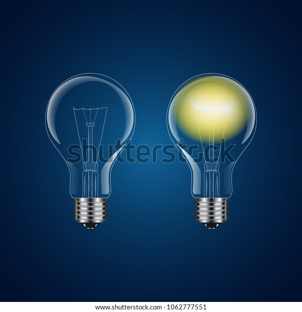Two Realistic Light Bulbs On Off Stock Vector (Royalty Free) 1062777551 ...