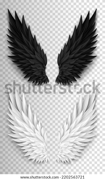 Two Realistic Wings Isolated On Transparent Stock Vector (Royalty Free ...