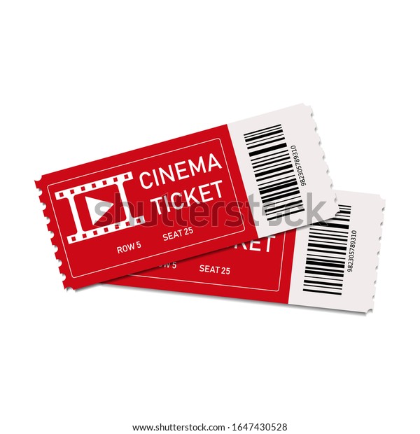 Two Red Cinema Tickets Isolated On Stock Vector (Royalty Free ...