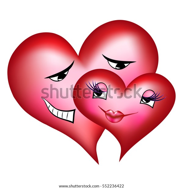 Two Red Hearts Together Love Looking Stock Vector (Royalty Free ...