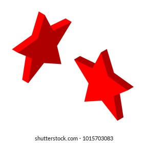Two Red Stars Isometric On White Stock Vector (Royalty Free) 1015703083 ...