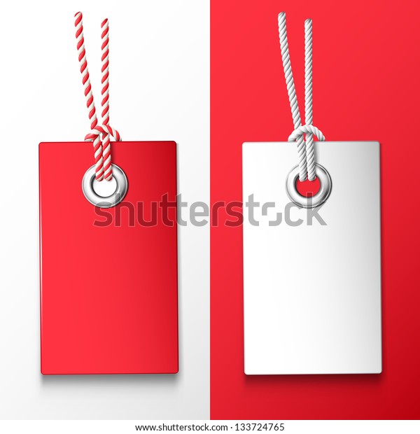 Two red and white price tag. Vector design elements
