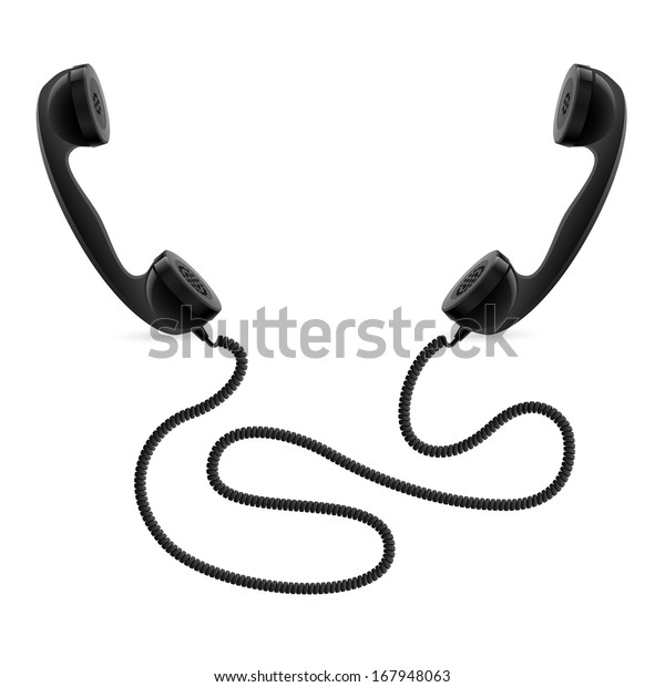 Two Retro Telephone Receivers Connected Wire Stock Vector (Royalty Free ...