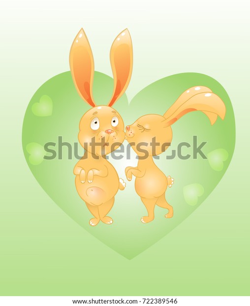 Two Romantic Rabbits Kissing Stock Vector (Royalty Free) 722389546 ...