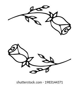 Two Roses Isolated Outline Vector Illustration Stock Vector (Royalty ...