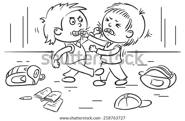 Two Schoolboys Fighting No Gradients: เวกเตอร์สต็อก (ปลอดค่าลิขสิทธิ์ ...