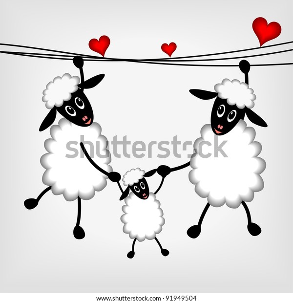 Two Sheep Little Lamb Hanging On Stock Vector (Royalty Free) 91949504 ...