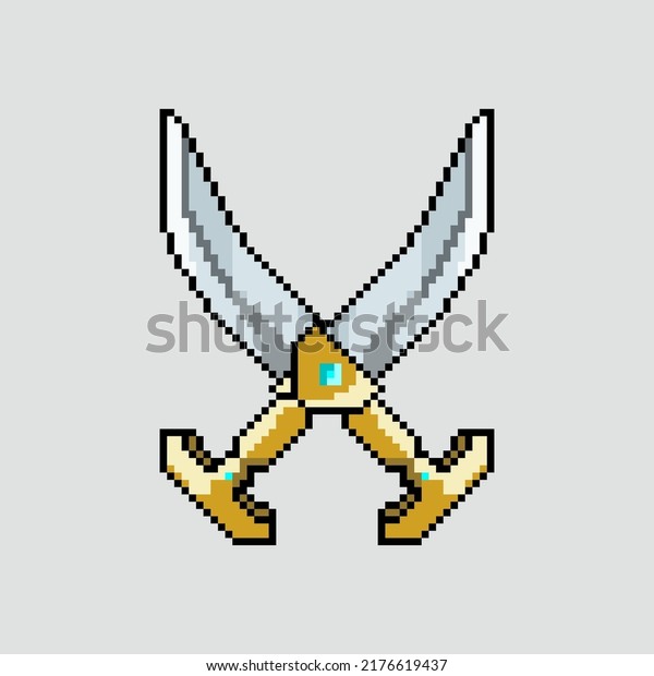 Two Short Blade Pixel Art Style: เวกเตอร์สต็อก (ปลอดค่าลิขสิทธิ์ ...