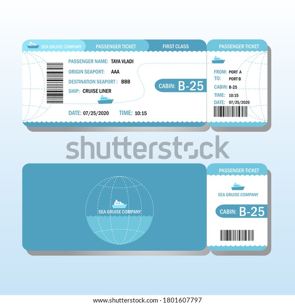 Two Sides Cruise Ship Ticket Design Stock Vector (Royalty Free ...
