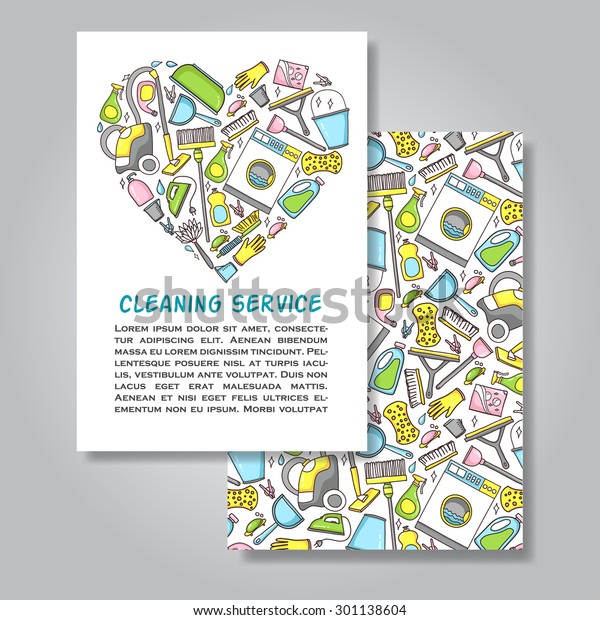 Two Sides Invitation Card Design Cleaning Stock Vector (Royalty Free ...