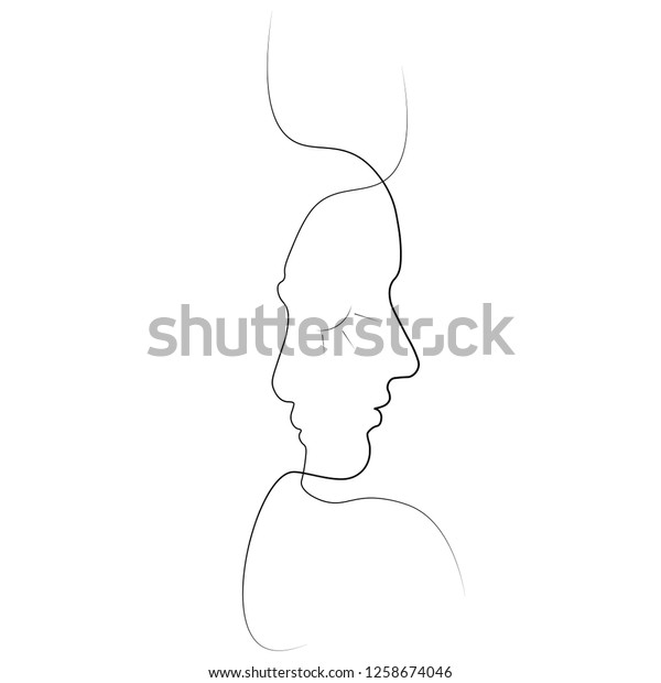 Two Silhouettes People Drawn One Line Stock Vector (Royalty Free ...