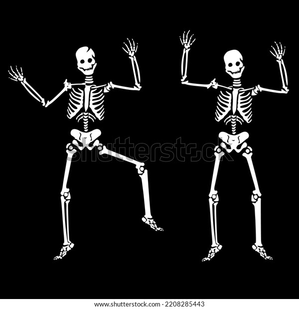 Two Skeletons Dancing Halloween Stock Vector (Royalty Free) 2208285443 ...