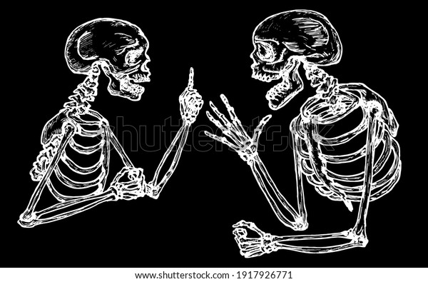 Two Skeletons Shouting Each Other Halloween Stock Vector (Royalty Free ...