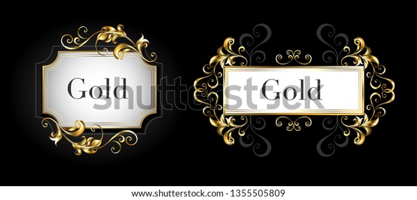 Two Small Antique Banners Gold Patterned Stock Vector (Royalty Free ...
