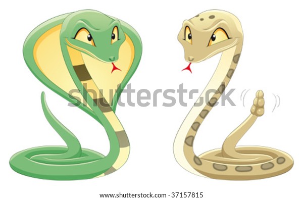 Two Snakes Cobra Pit Viper Cartoon Stock Vector (Royalty Free) 37157815 ...