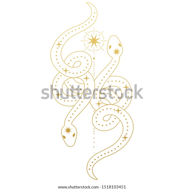 Two Snakes Stars Vector Hand Drawn: vetor stock (livre de direitos ...