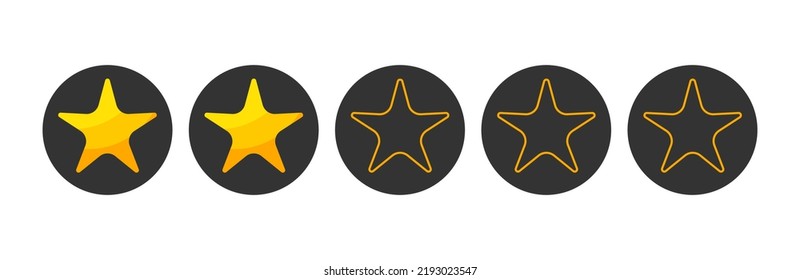 Two Stars Rating Button Yellow Rating Stock Vector (Royalty Free ...