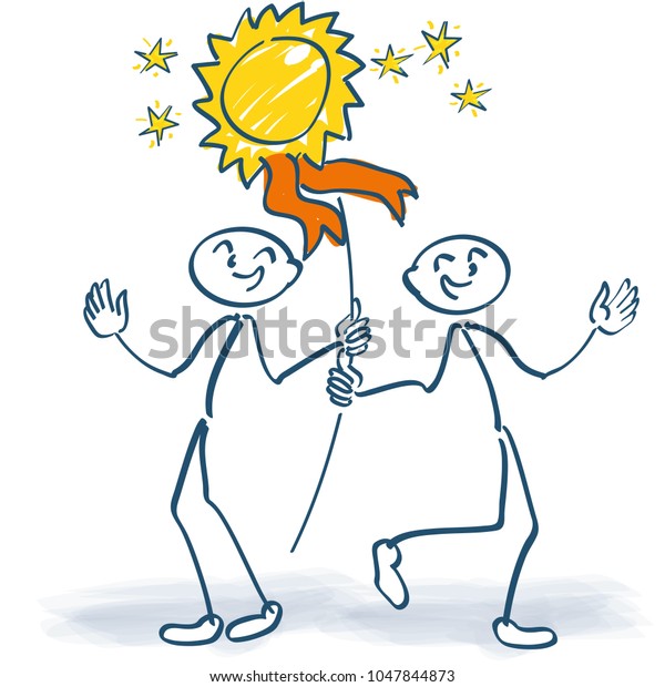 Two Stick Figures Cheering Plaque Stock Vector (Royalty Free ...