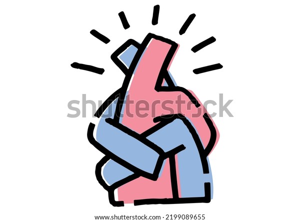 Two Stick Figures Embracing Handdrawn Vector Stock Vector (Royalty Free ...