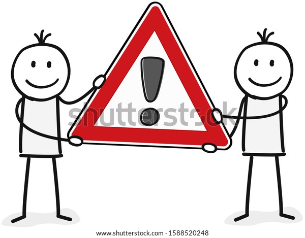 Two Stick Figures Holding Exclamation Mark: เวกเตอร์สต็อก (ปลอดค่า ...