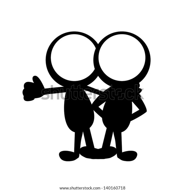 Two Stick Men Friends Isolated White Stock Vector (Royalty Free ...
